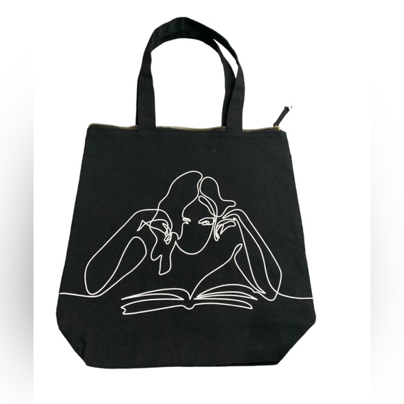 Barnes & Noble | Bags | Modern Line Drawing Zip Top Tote Bag | Poshmark